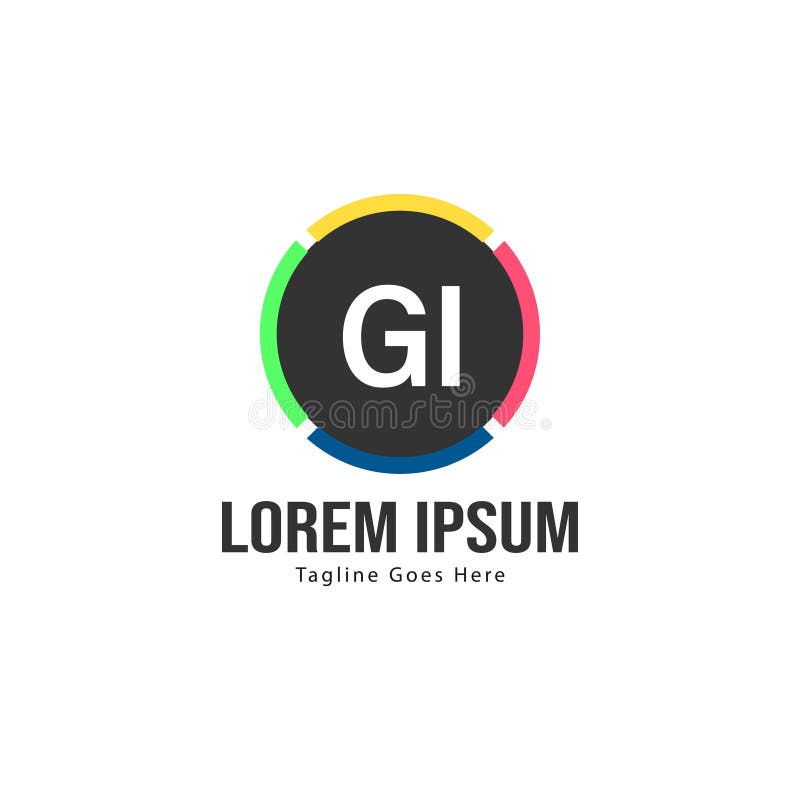 Initial GI Logo Template with Modern Frame. Minimalist GI Letter Logo ...