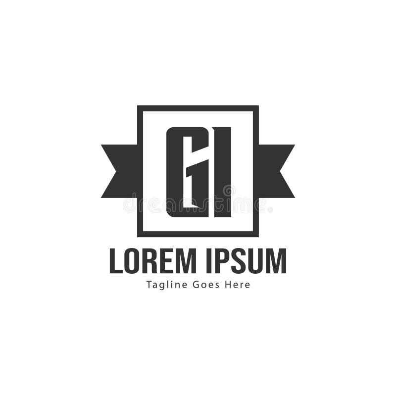 Initial GI Logo Template with Modern Frame. Minimalist GI Letter Logo ...