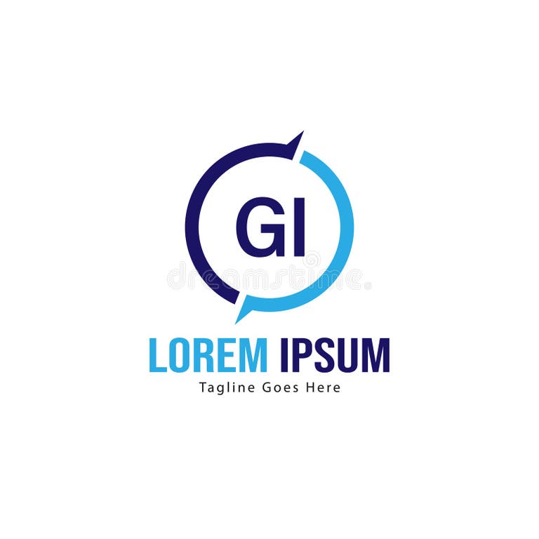 Initial GI Logo Template with Modern Frame. Minimalist GI Letter Logo ...