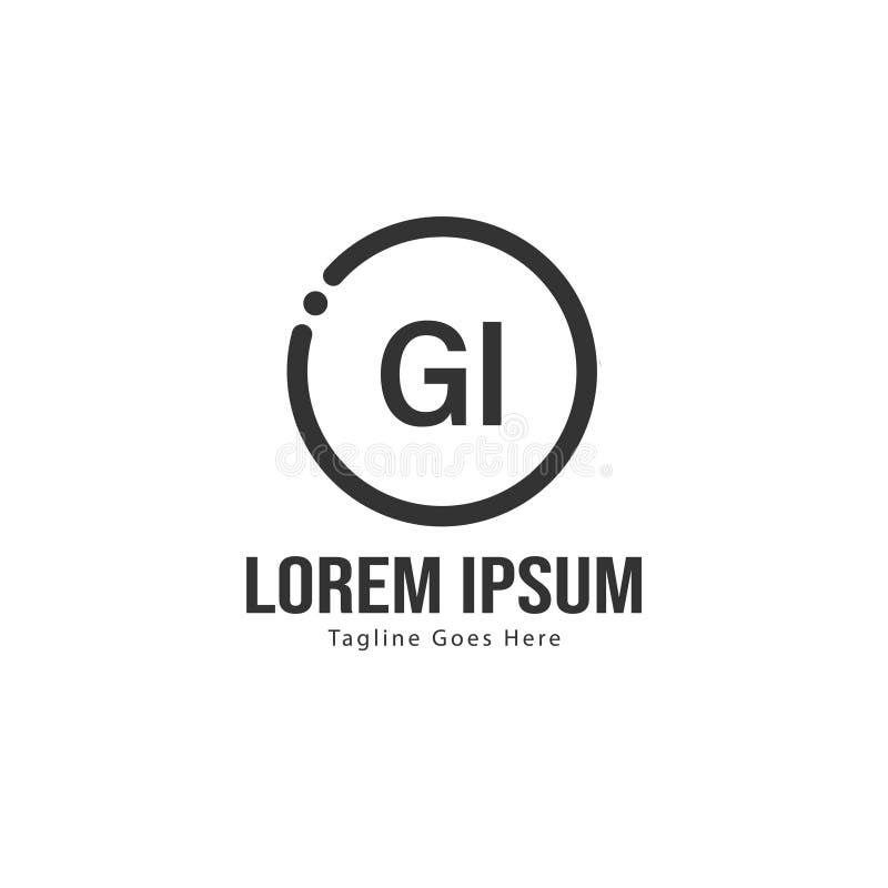 Initial GI Logo Template with Modern Frame. Minimalist GI Letter Logo ...