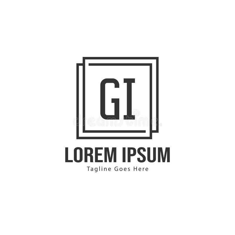 Initial GI Logo Template with Modern Frame. Minimalist GI Letter Logo ...