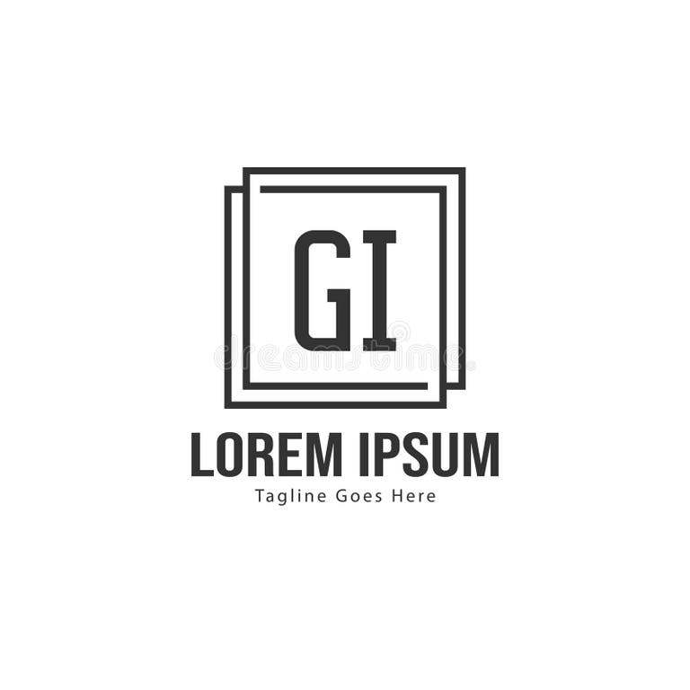 Initial GI Logo Template with Modern Frame. Minimalist GI Letter Logo ...