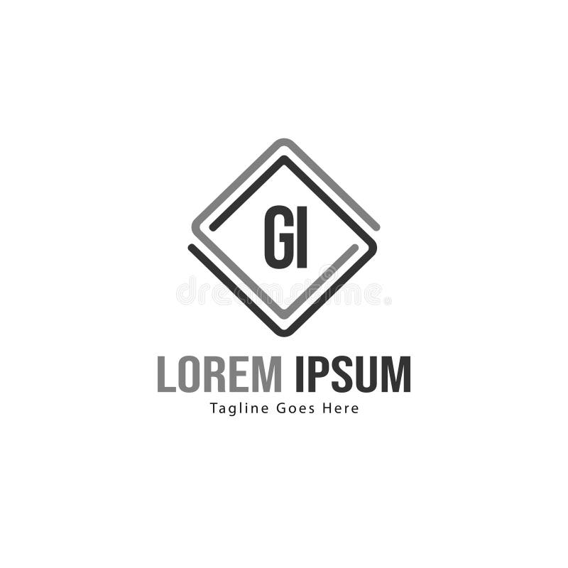 Initial GI Logo Template with Modern Frame. Minimalist GI Letter Logo ...
