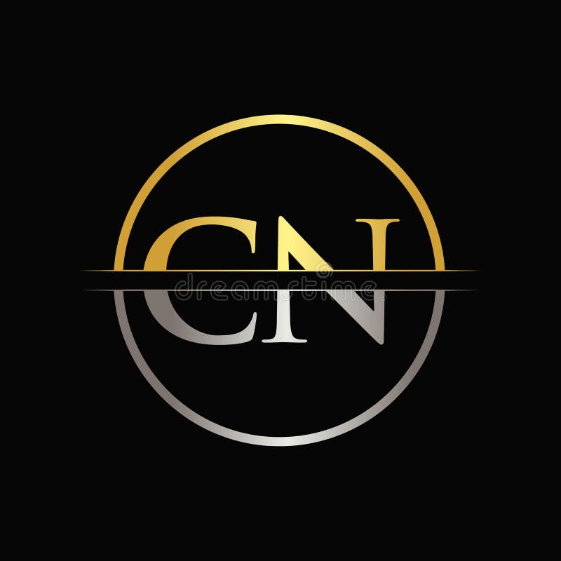 Initial Gold and Silver Color CN Letter Logo Typography Vector Template ...