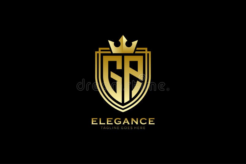 Initial GP Elegant Luxury Monogram Logo or Badge Template with Scrolls ...