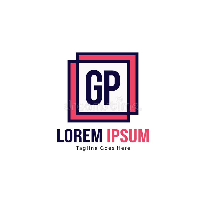 Initial GP Logo Template with Modern Frame. Minimalist GP Letter Logo ...