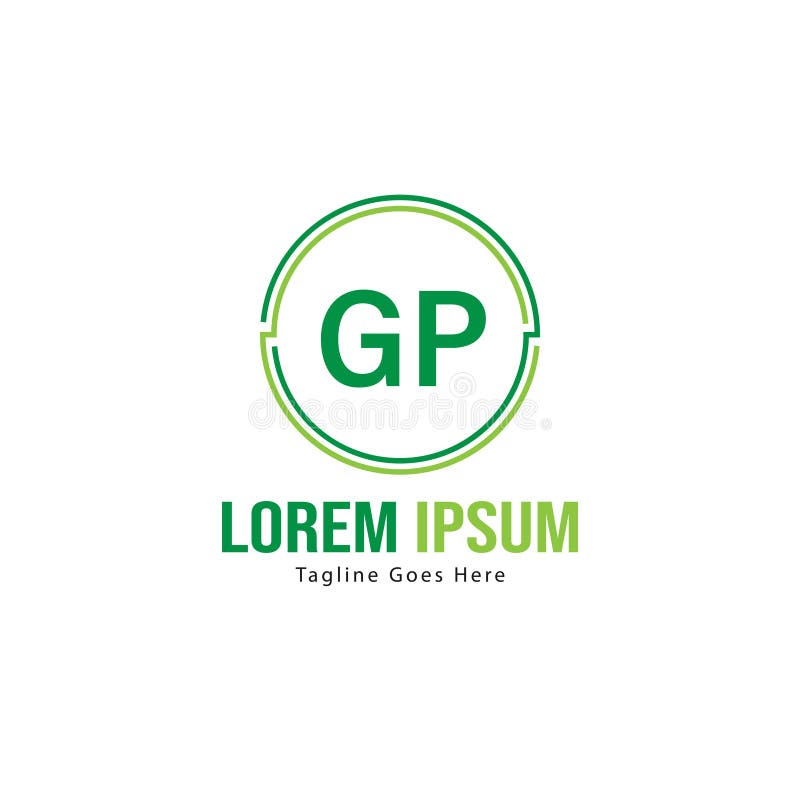 Initial GP Logo Template with Modern Frame. Minimalist GP Letter Logo ...