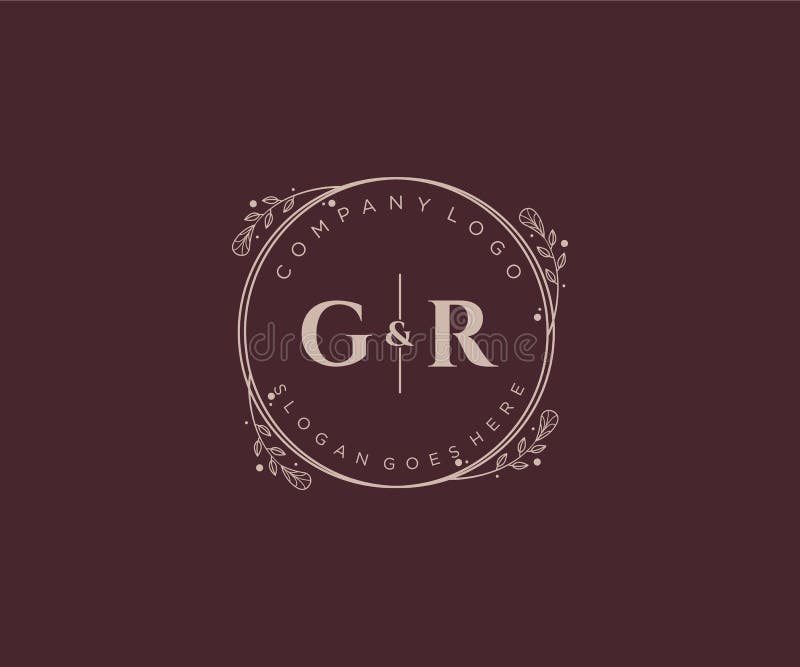 Initial GR Letters Decorative Luxury Wedding Logo Stock Vector ...