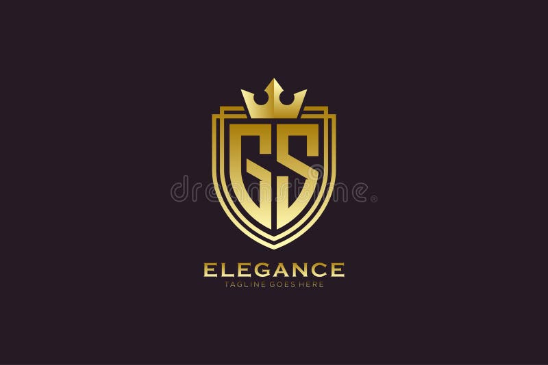 Initial GS Elegant Luxury Monogram Logo or Badge Template with Scrolls ...