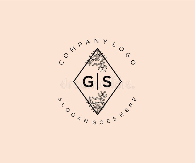 Initial GS Letters Beautiful Floral Feminine Editable Premade Monoline ...