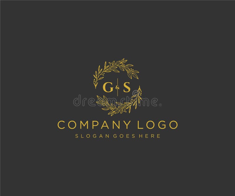 Initial GS Letters Floral Frames. Monogram Wedding, Wedding Invitation ...
