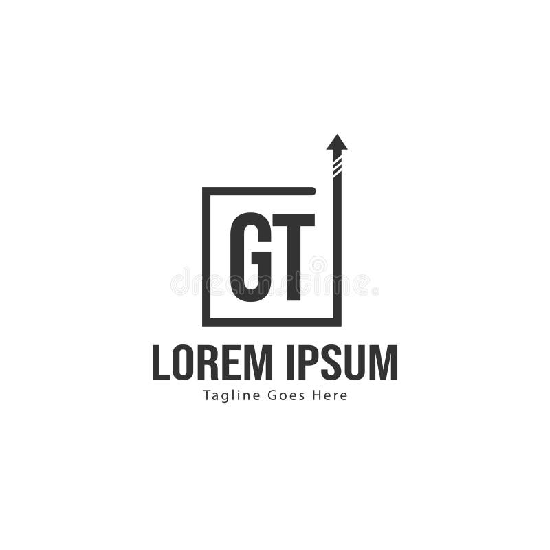 Initial GT Logo Template with Modern Frame. Minimalist GT Letter Logo ...
