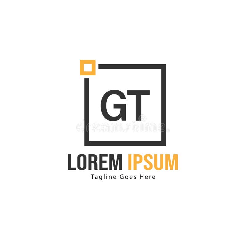 Initial GT Logo Template with Modern Frame. Minimalist GT Letter Logo ...