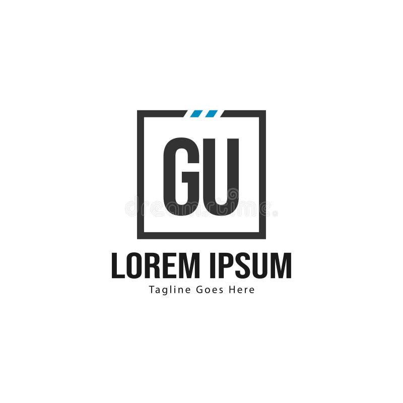 Initial GU Logo Template with Modern Frame. Minimalist GU Letter Logo ...