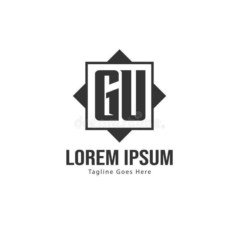 Initial GU Logo Template with Modern Frame. Minimalist GU Letter Logo ...