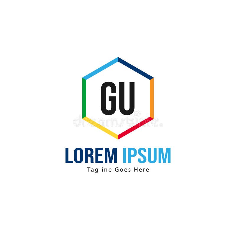 Initial GU Logo Template with Modern Frame. Minimalist GU Letter Logo ...