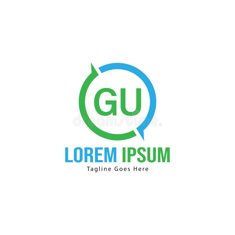 Initial GU Logo Template with Modern Frame. Minimalist GU Letter Logo ...