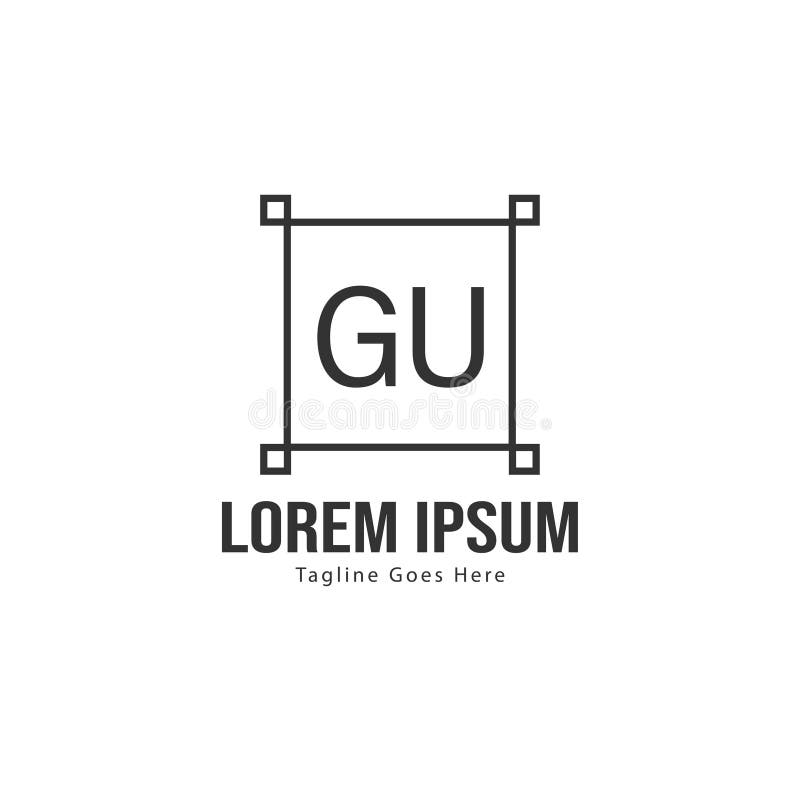 Initial GU Logo Template with Modern Frame. Minimalist GU Letter Logo ...
