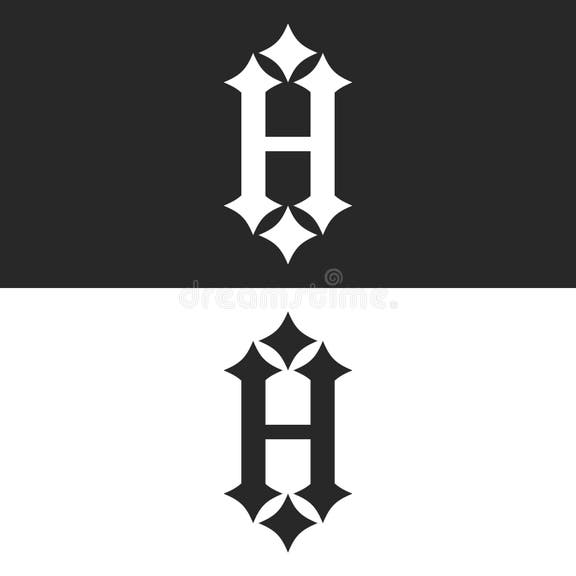 Initial H Letter Gothic Monogram Logo Set with Sharp Edges, Bold Serif ...