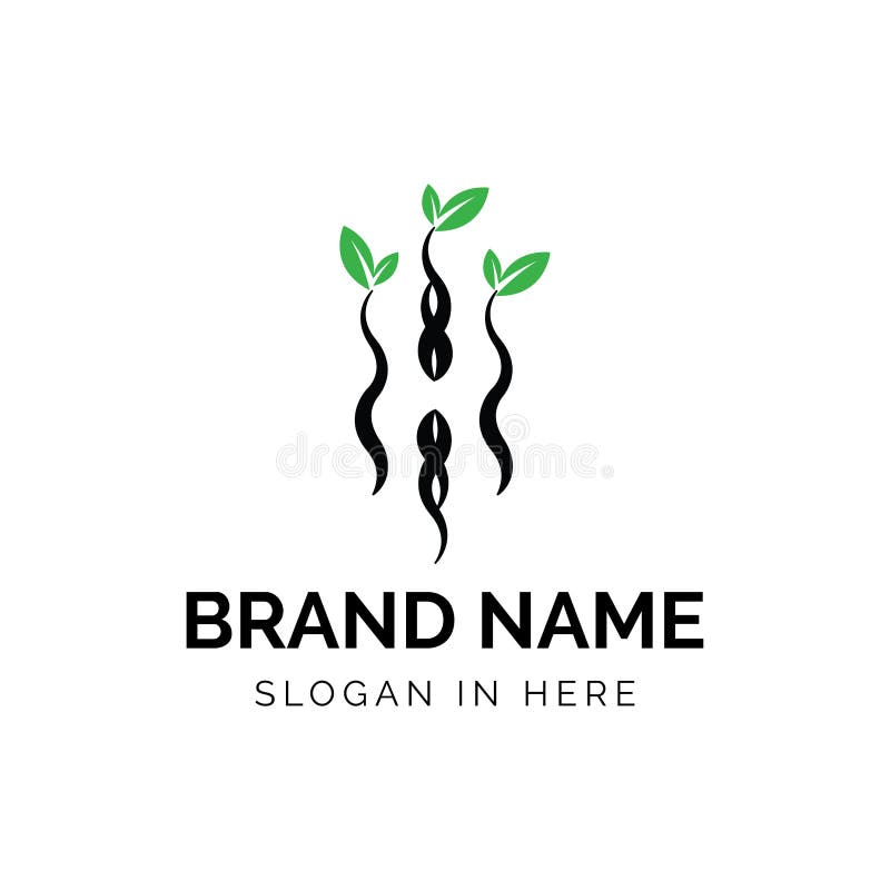 Initial H Letters with Root Icon Shaped Vector Logo Design Illustration ...