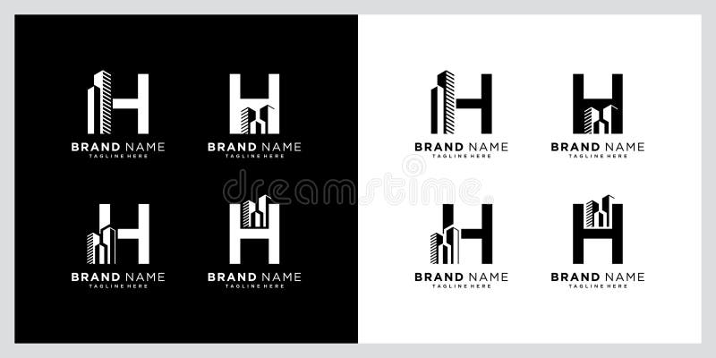 Initial H Logo with Real Estate Elements Stock Vector - Illustration of ...