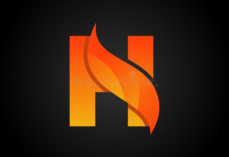 Initial H Monogram Letter with a Swoosh or Flame. Fire Flames or Swoosh ...