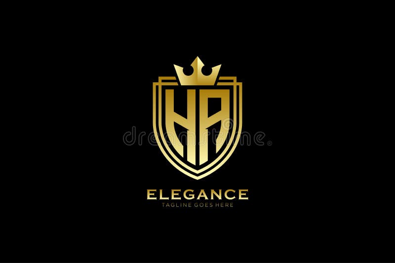 Initial HA Elegant Luxury Monogram Logo or Badge Template with Scrolls ...