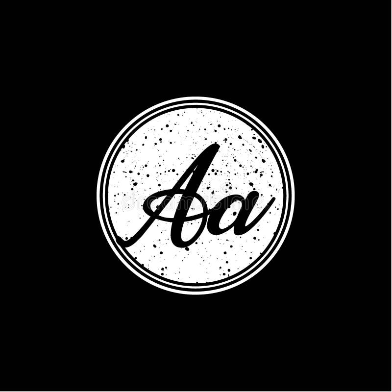 A a Initial Handwriting in Black and White Circle Frame Design Stock ...