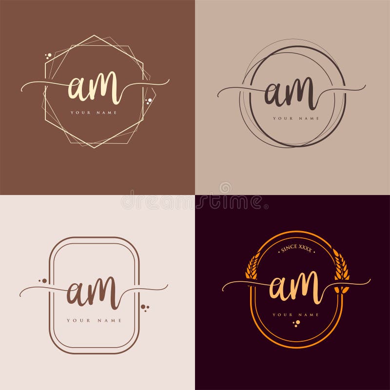 Am Initial Handwriting Logo Vector Sets. Hand Lettering Initials Logo ...
