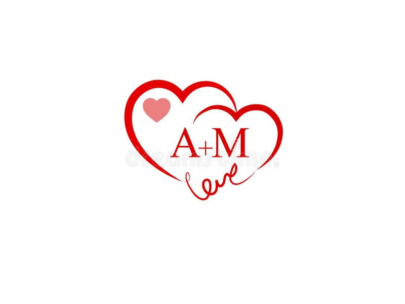 Am Initial Heart Shape Red Colored Logo. Stock Vector - Illustration of ...