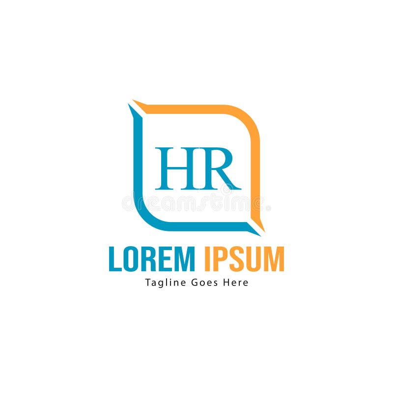 Initial HR Logo Template with Modern Frame. Minimalist HR Letter Logo ...
