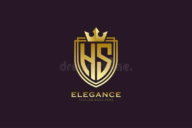 Initial HS Elegant Luxury Monogram Logo or Badge Template with Scrolls ...