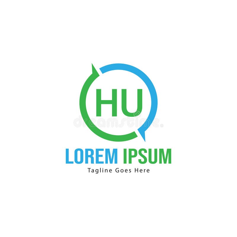 Initial HU Logo Template with Modern Frame. Minimalist HU Letter Logo ...