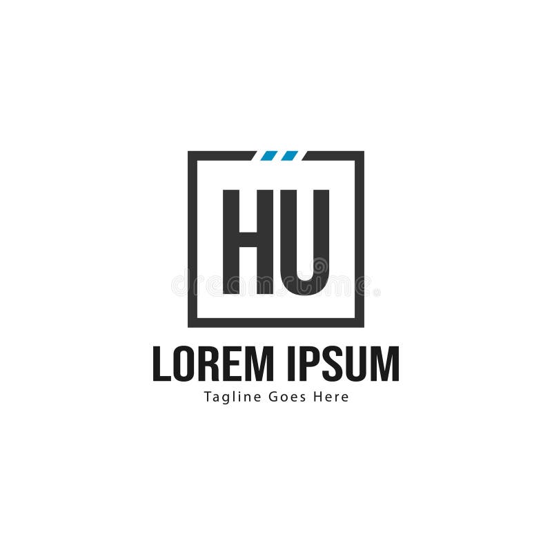 Initial HU Logo Template with Modern Frame. Minimalist HU Letter Logo ...