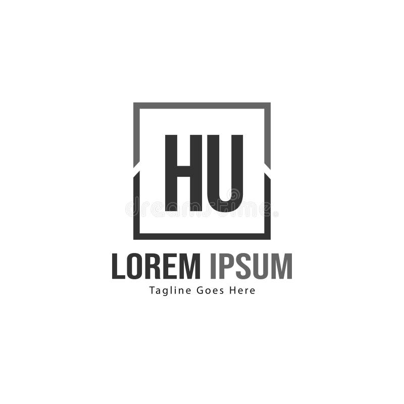 Initial HU Logo Template with Modern Frame. Minimalist HU Letter Logo ...