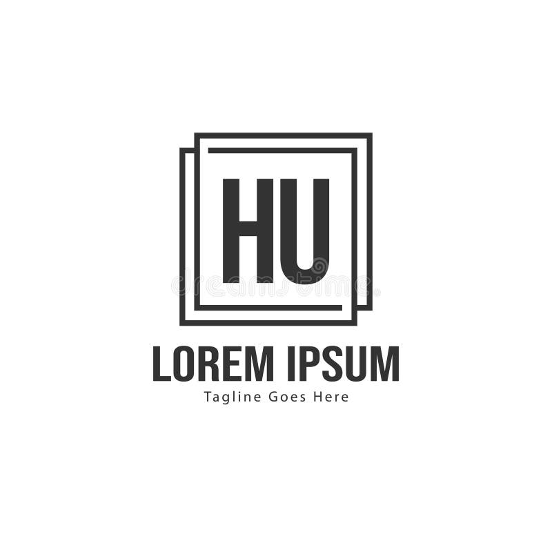 Initial HU Logo Template with Modern Frame. Minimalist HU Letter Logo ...