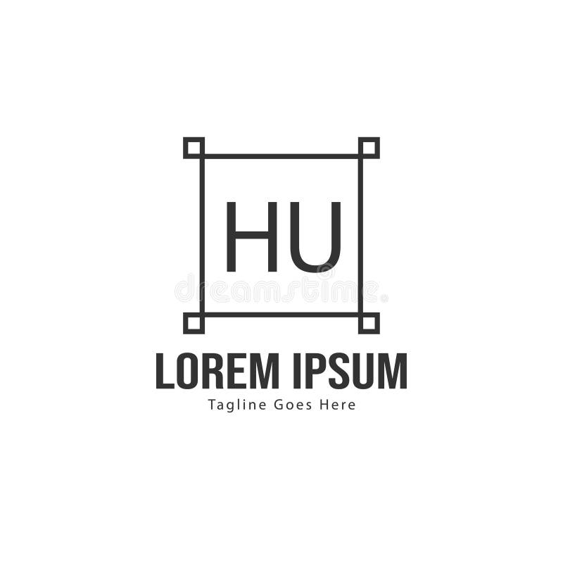 Initial HU Logo Template with Modern Frame. Minimalist HU Letter Logo ...