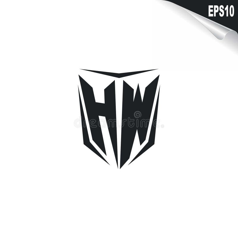 Initial HW Logo Design with Shield Style, Logo Business Branding Stock ...