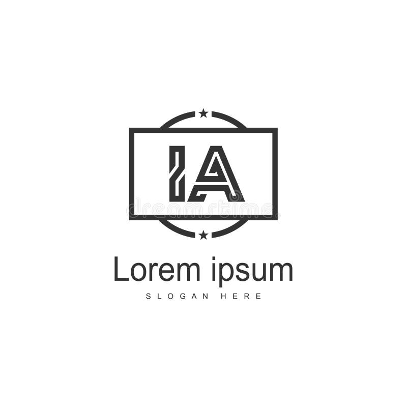Initial IA Logo Template with Modern Frame. Minimalist IA Letter Logo ...