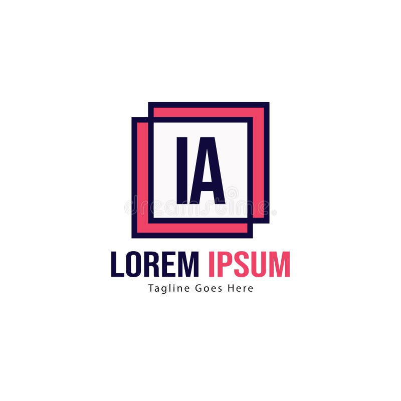 Initial IA Logo Template with Modern Frame. Minimalist IA Letter Logo ...
