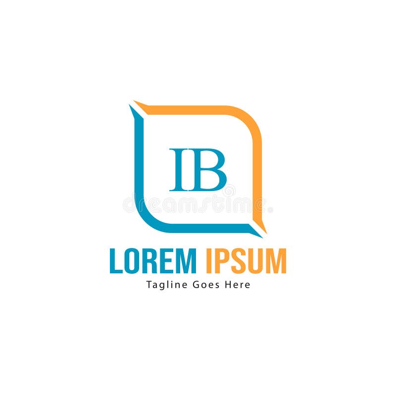 Initial IB Logo Template with Modern Frame. Minimalist IB Letter Logo ...