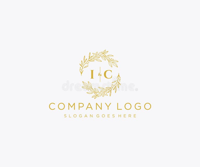 Initial IC Letters Floral Frames. Monogram Wedding, Wedding Invitation ...