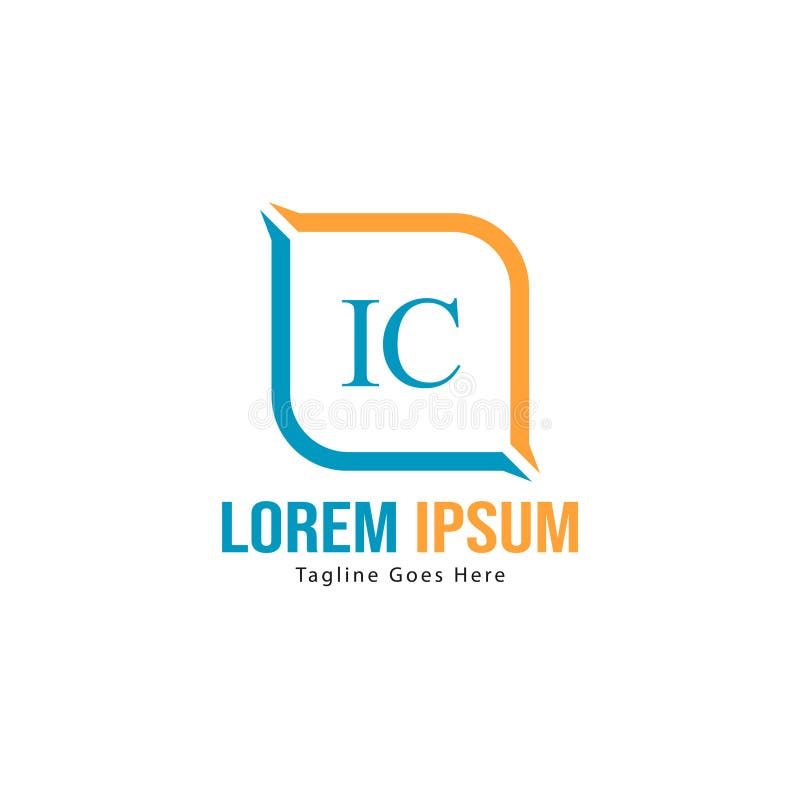 Initial IC Logo Template with Modern Frame. Minimalist IC Letter Logo ...