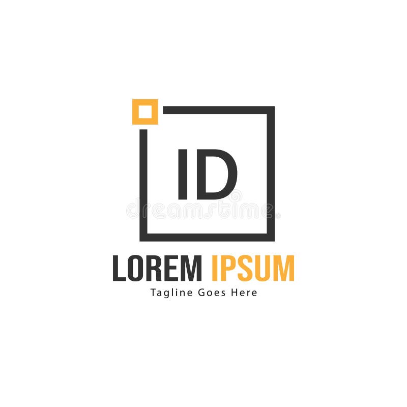 Initial ID Logo Template with Modern Frame. Minimalist ID Letter Logo ...