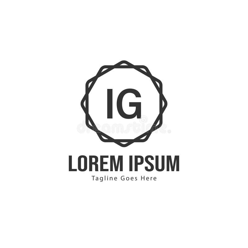 Initial IG Logo Template with Modern Frame. Minimalist IG Letter Logo ...