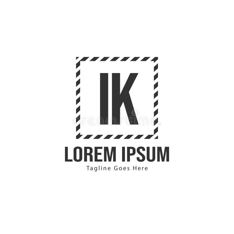 Initial IK Logo Template with Modern Frame. Minimalist IK Letter Logo ...