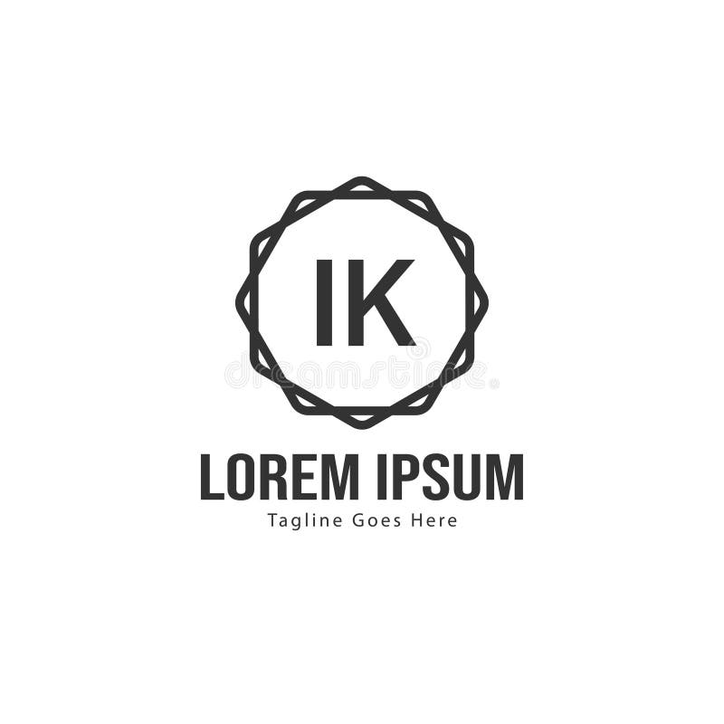 Initial IK Logo Template with Modern Frame. Minimalist IK Letter Logo ...
