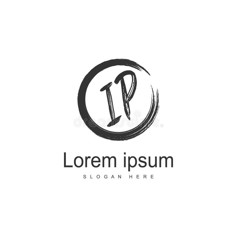 Initial IP Logo Template with Modern Frame. Minimalist IP Letter Logo ...