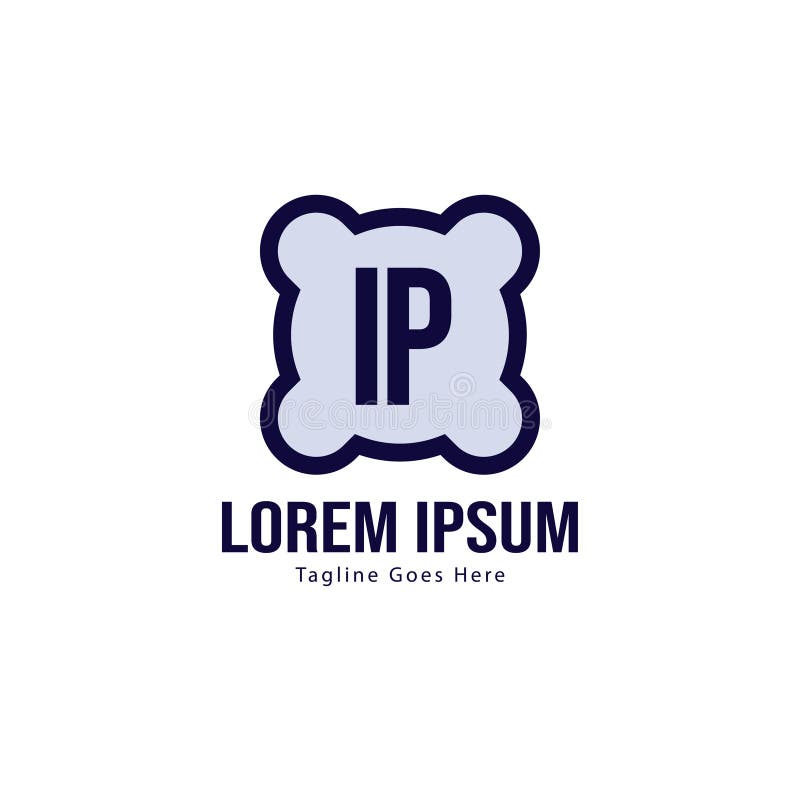 Initial IP Logo Template with Modern Frame. Minimalist IP Letter Logo ...