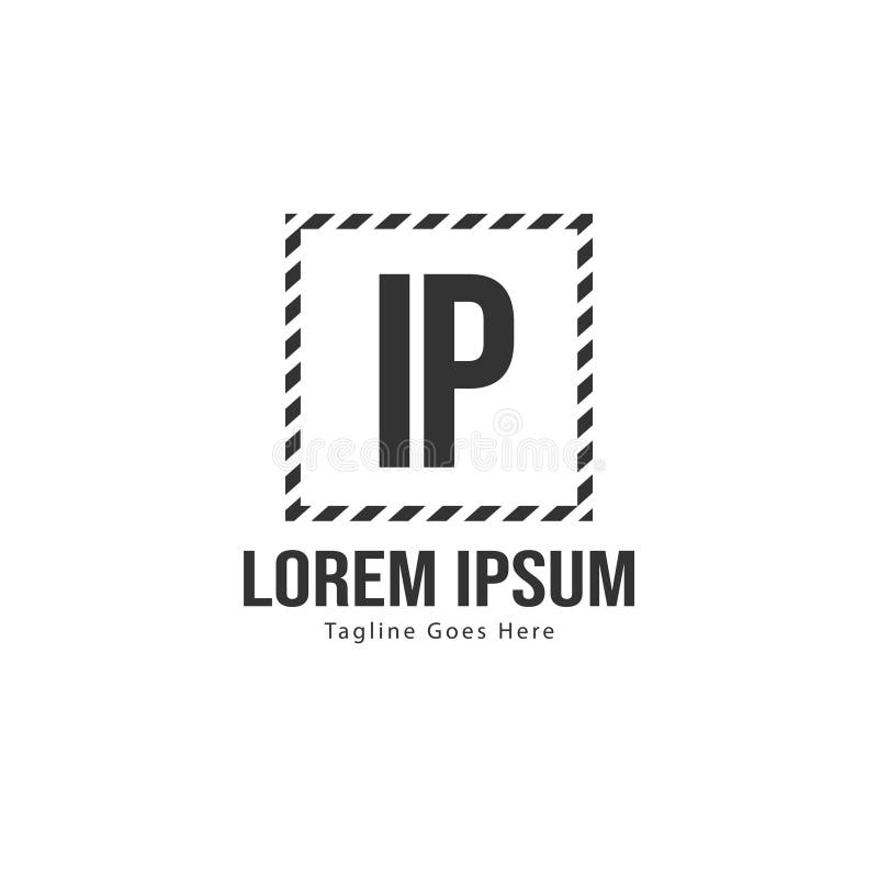 Initial IP Logo Template with Modern Frame. Minimalist IP Letter Logo ...